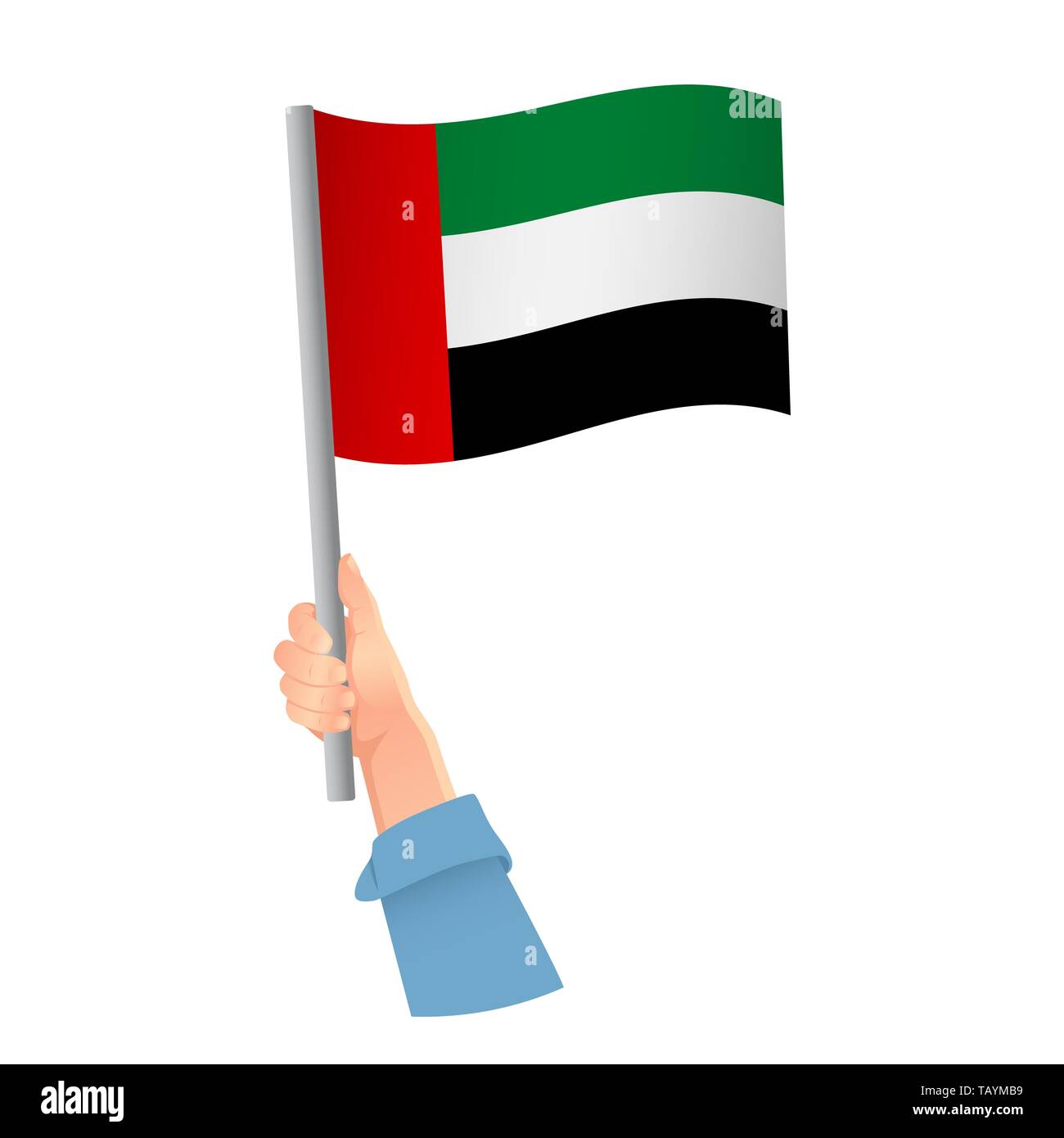 United arab emirates flag in hand. Patriotic background. National flag ...