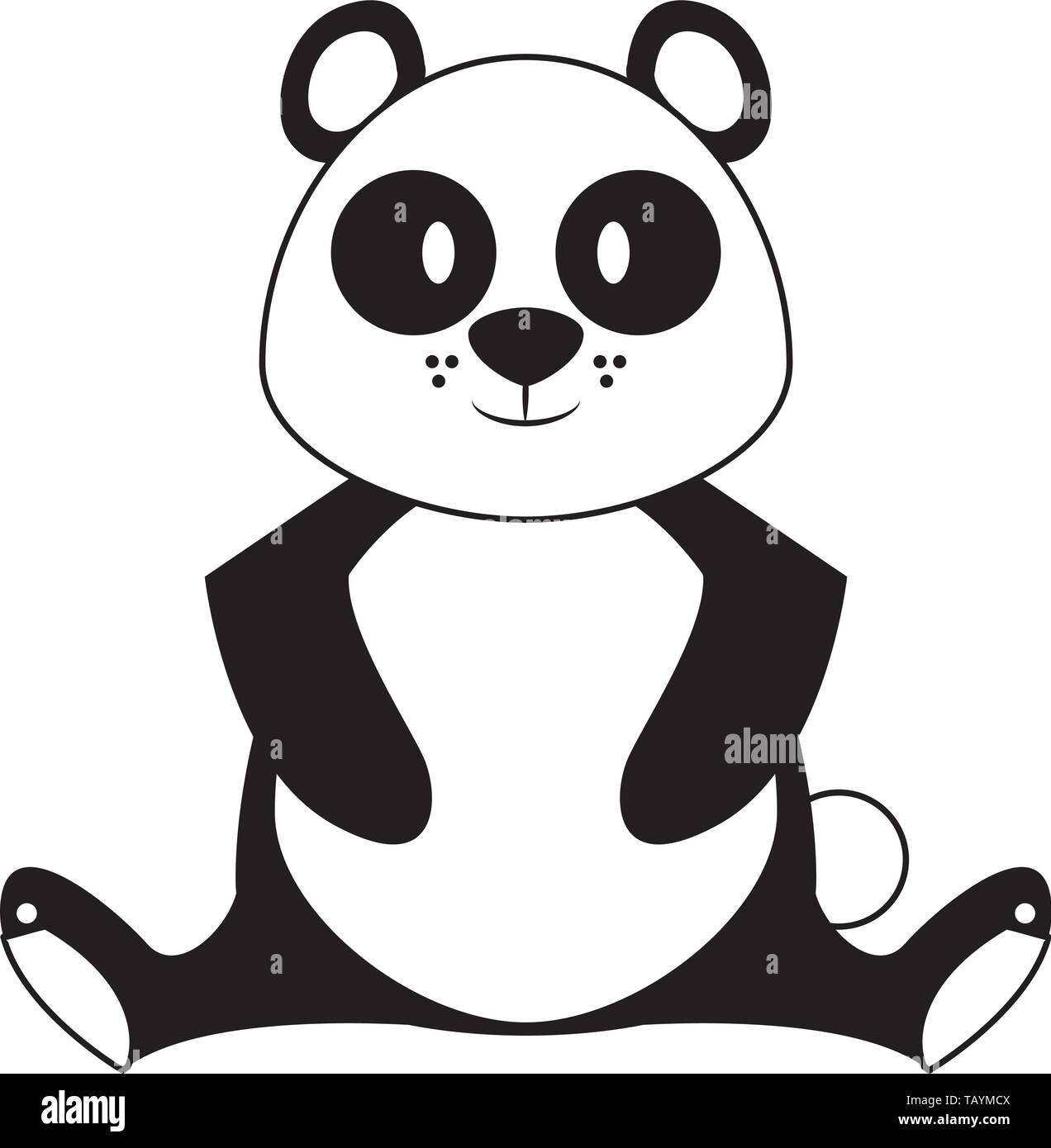 Panda wildlife cute animal cartoon in black and white Stock Vector ...