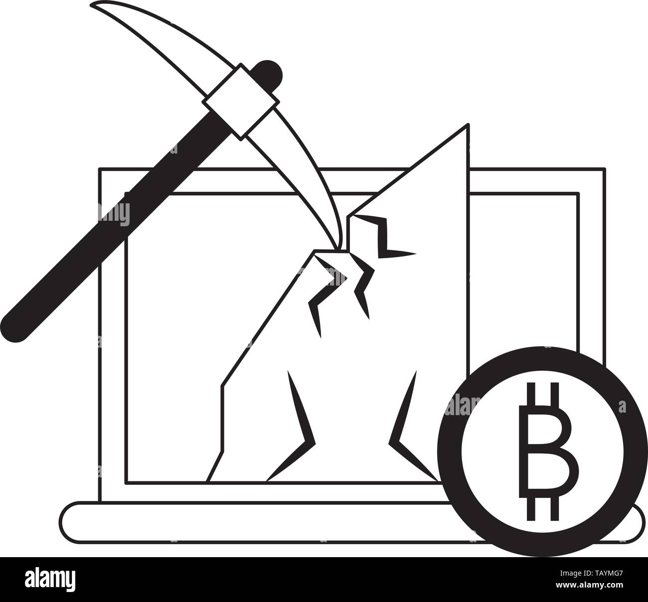 Bitcoin cryptocurrency money symbols in black and white Stock Vector ...