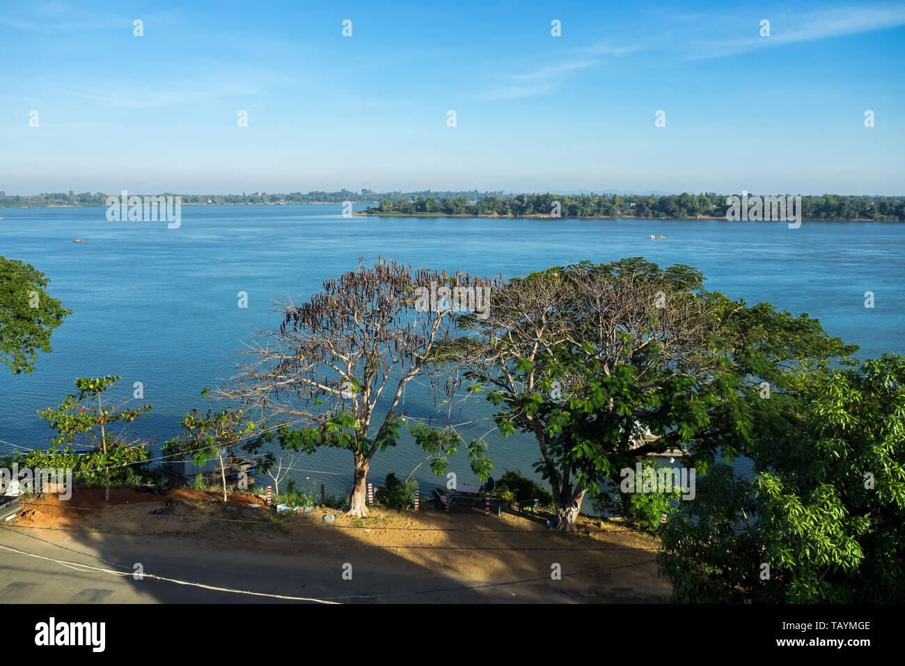 Cambodia. Mekong River.The border with Laos.Stung Treng city. Stung ...