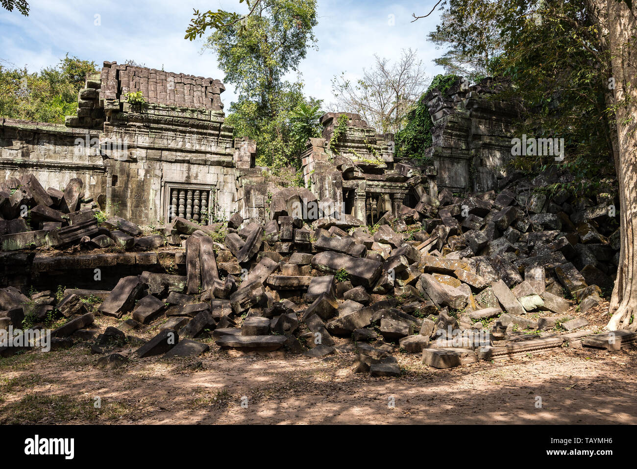 Ruins of ancient Beng Mealea Temple over jungle, Cambodia. Beng Mealea ...
