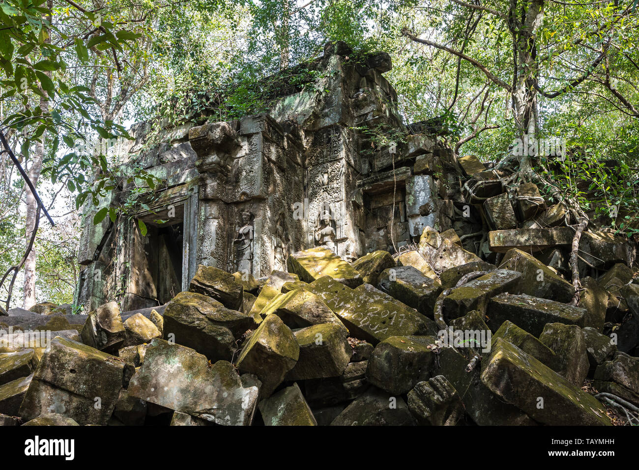 Ruins of ancient Beng Mealea Temple over jungle, Cambodia. Beng Mealea ...