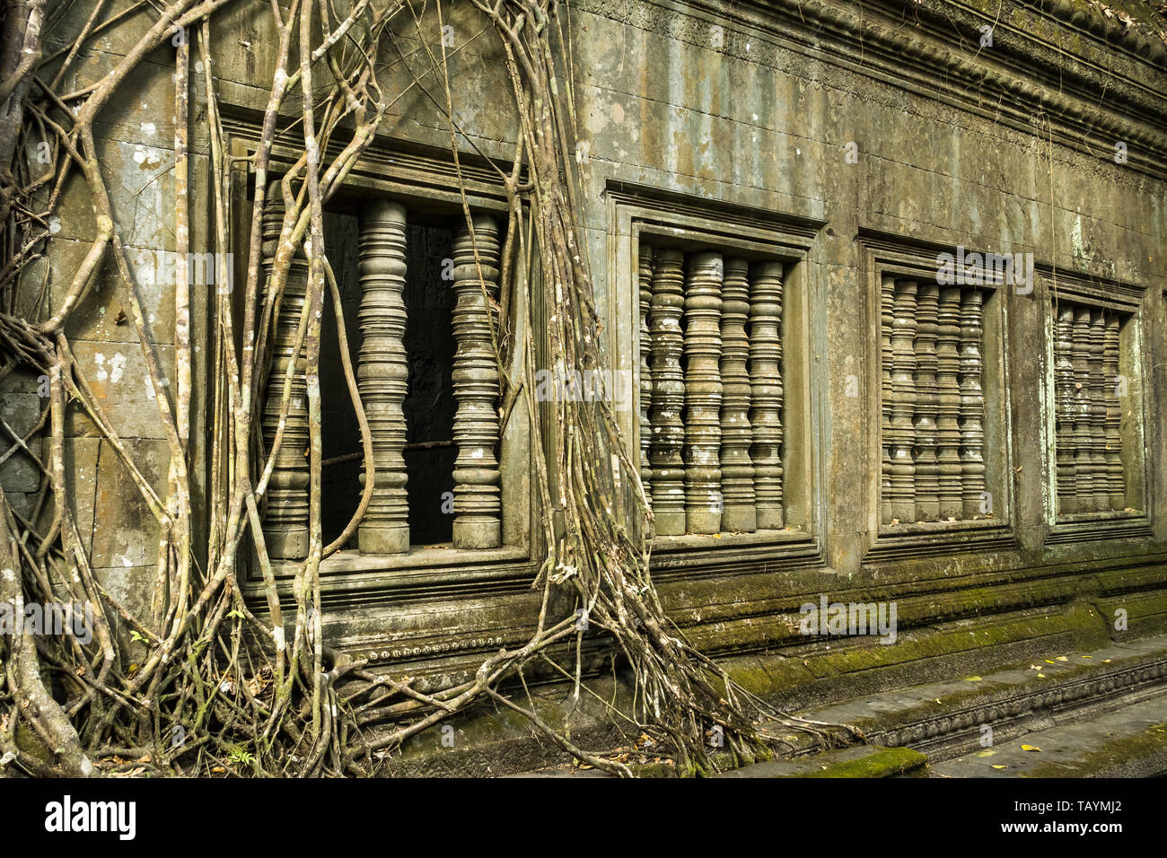 Ruins of ancient Beng Mealea Temple over jungle, Cambodia. Beng Mealea ...