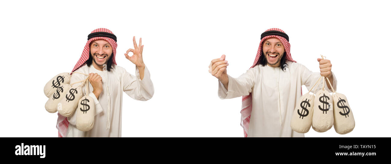 Arab businessman with sacks of money Stock Photo - Alamy