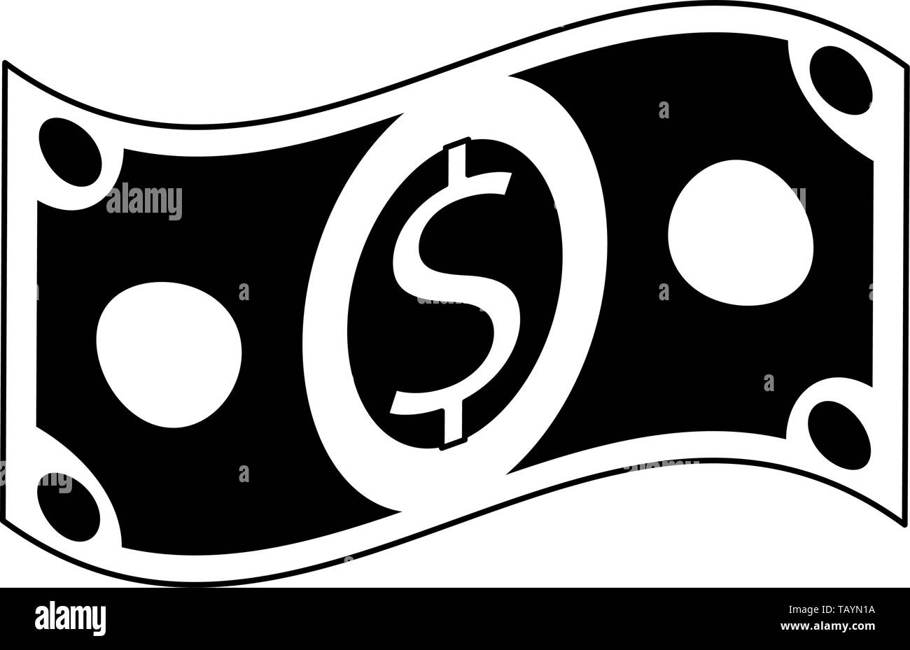 Money cash billet cartoon isolated in black and white Stock Vector ...