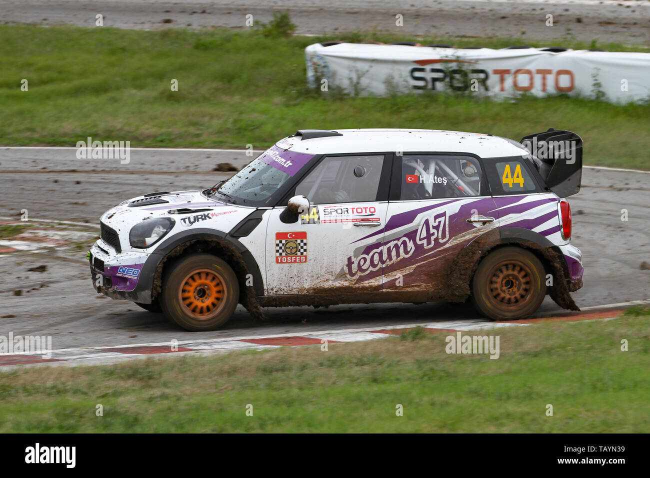 ISTANBUL, TURKEY - DECEMBER 16, 2018: Halim Ates drives Mini JCW WRC ...