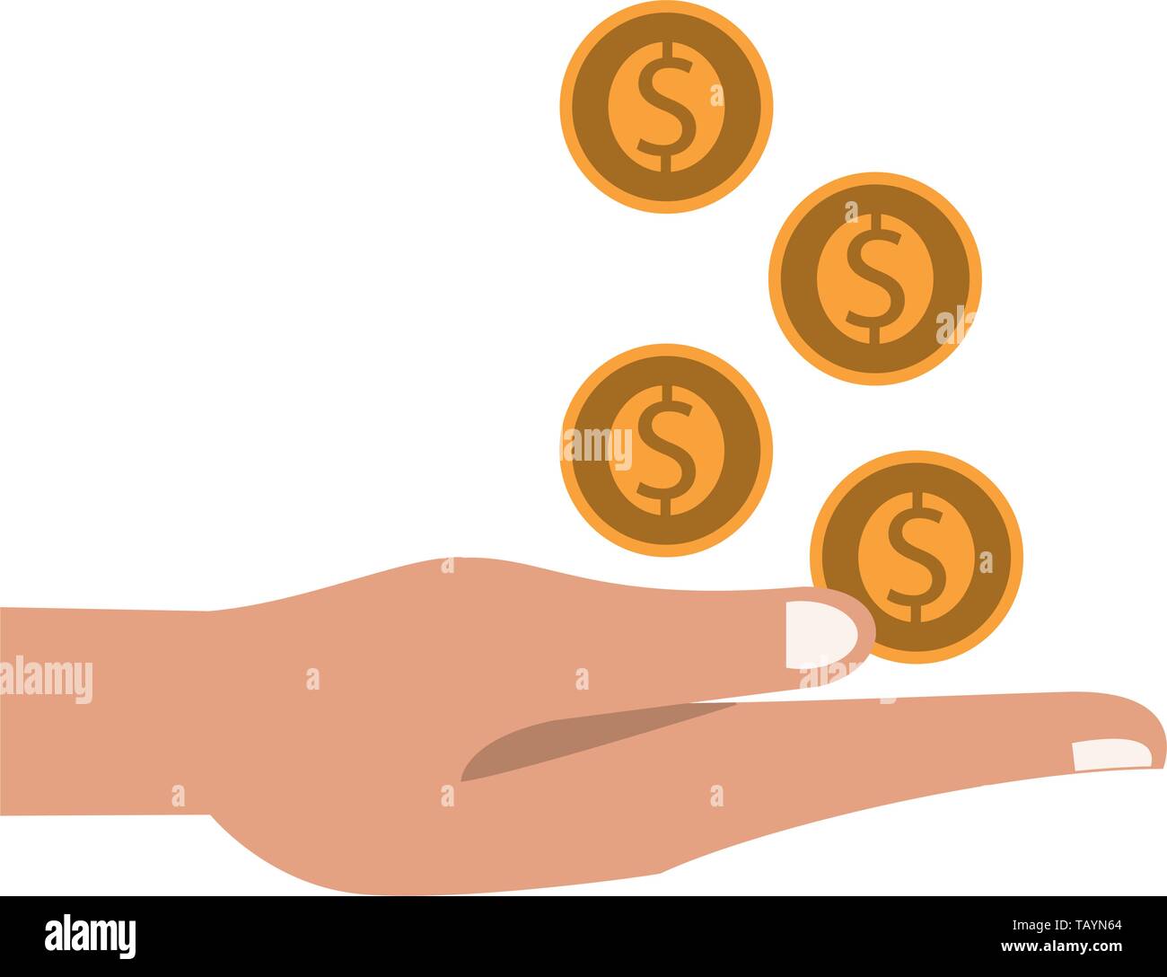 Hand with coins cartoon isolated symbol Stock Vector Image & Art - Alamy