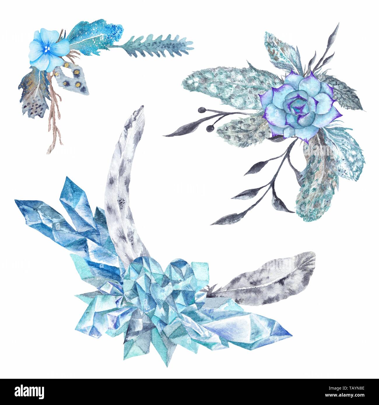 Tribal Vignette Forest Wreath Design Elements Set Stock Photo - Alamy