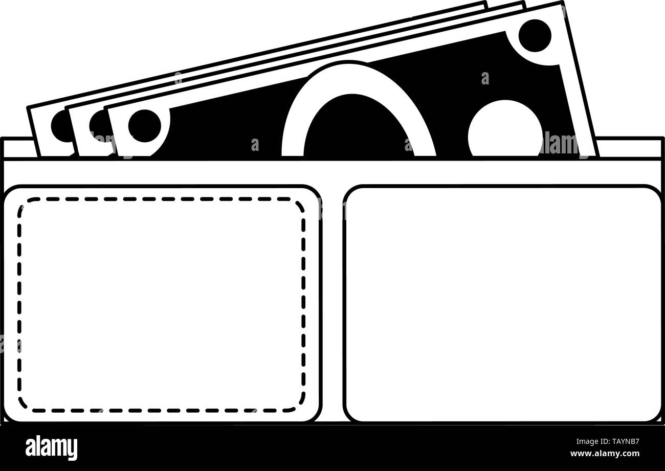 Wallet with money symbol isolated in black and white Stock Vector Image ...