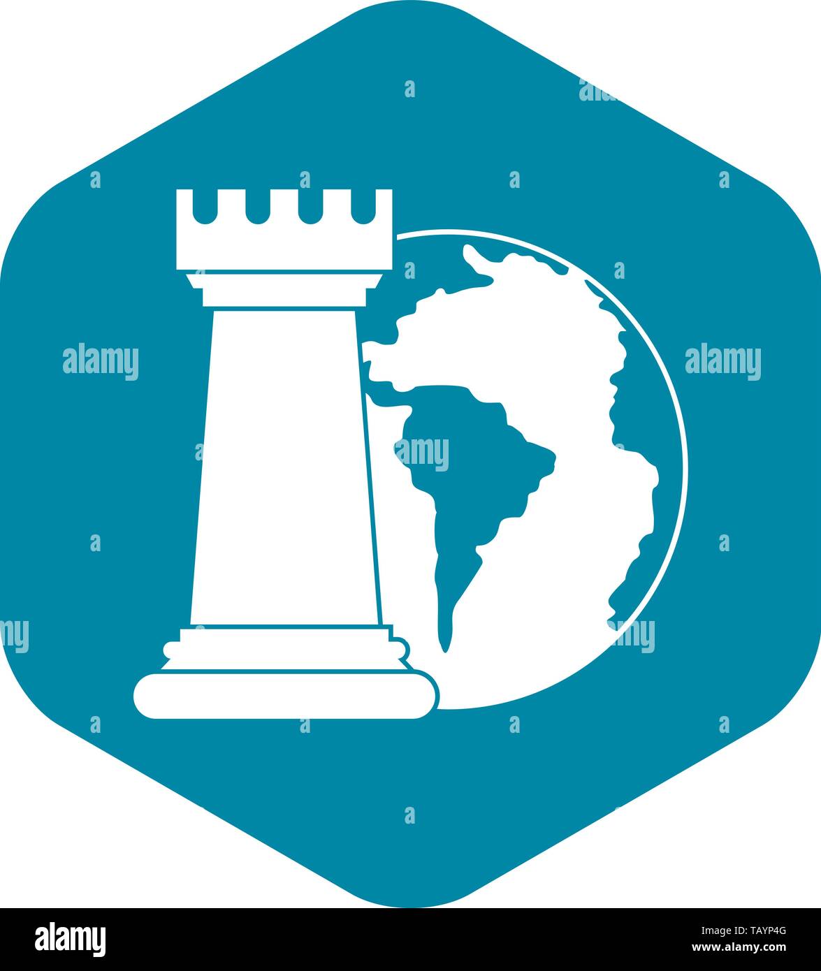 World planet and chess rook icon, simple style Stock Vector Image & Art ...