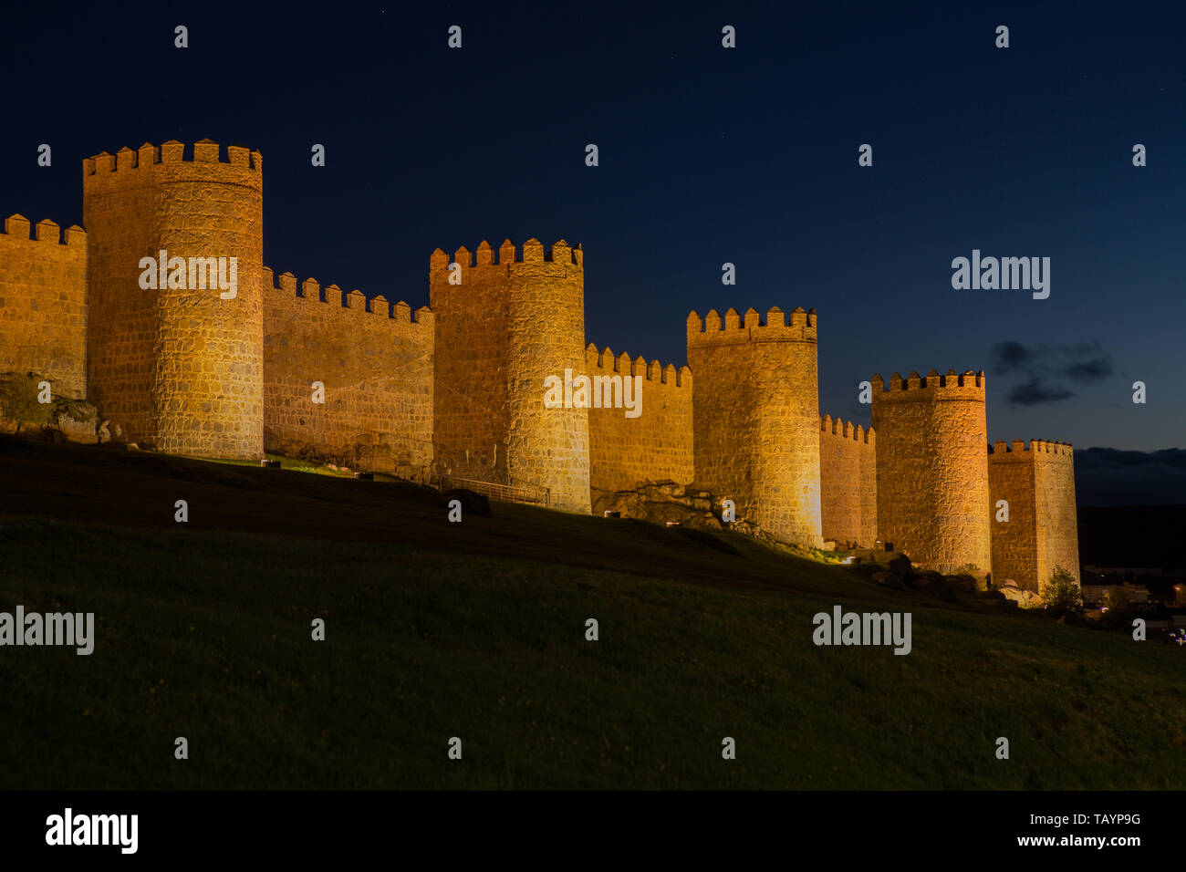 Avila at night, Castile and Leon, Spain Stock Photo - Alamy