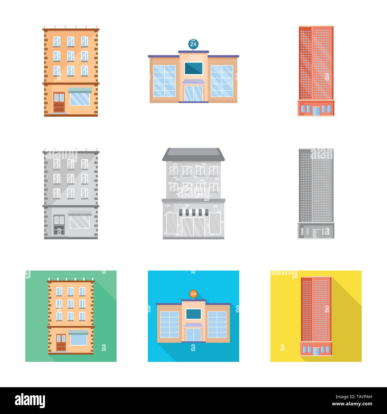 Vector design of municipal and center icon. Set of municipal and estate ...