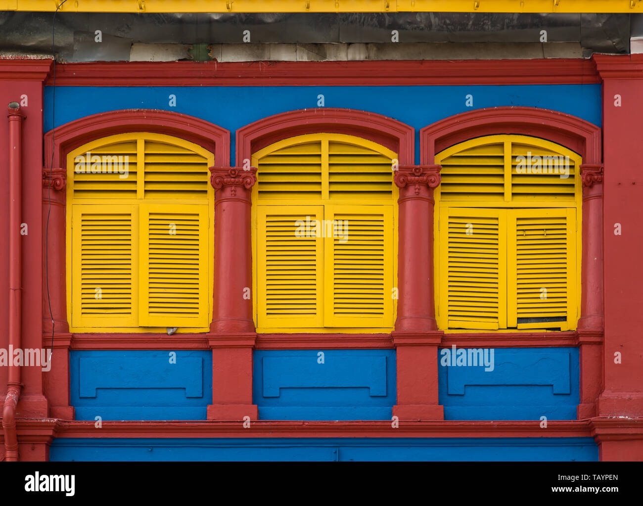 vintage design colorful windows facade Stock Photo - Alamy