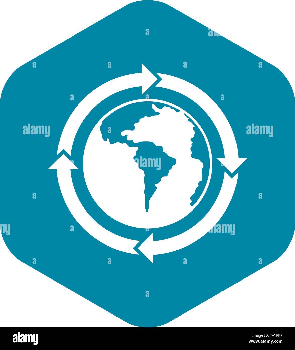 Round arrows around world planet icon simple style Stock Vector Image ...