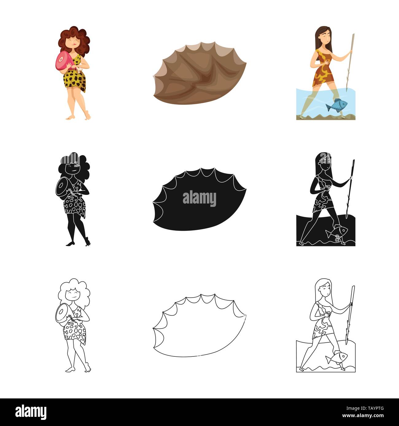 Vector illustration of evolution and prehistory logo. Collection of ...