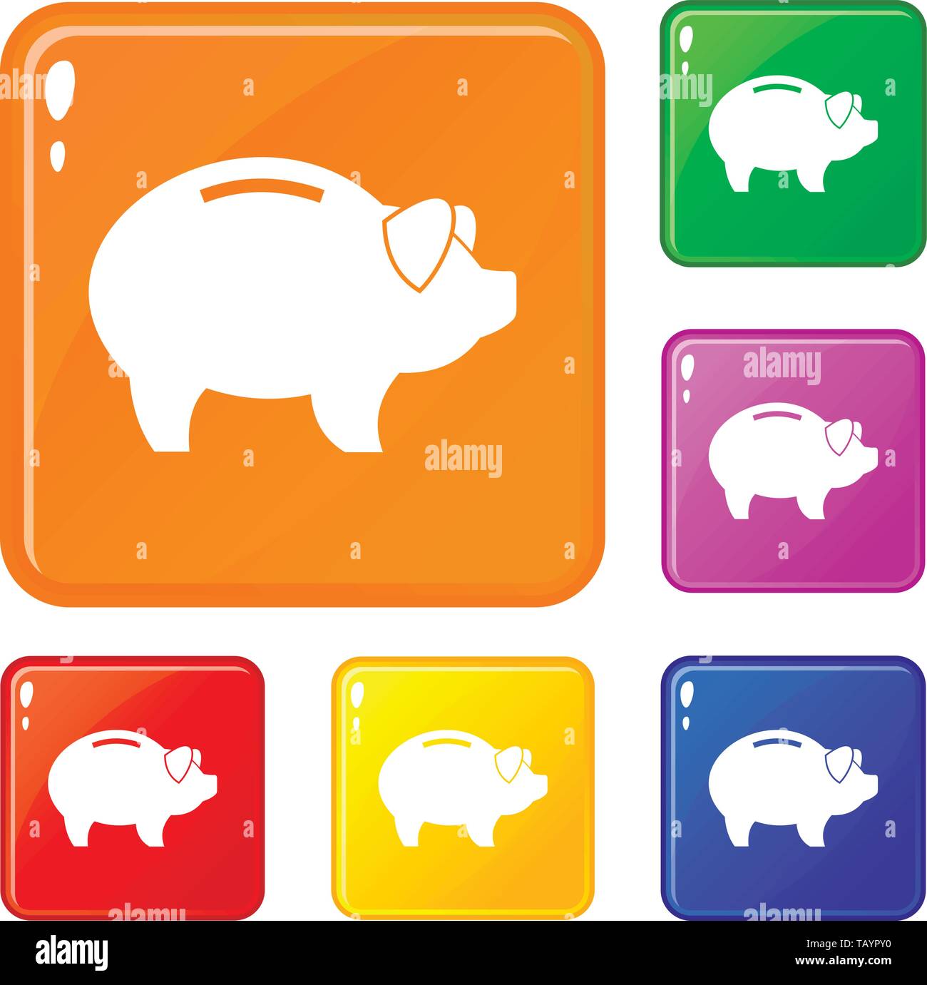 Piggy icons set vector color Stock Vector Image & Art - Alamy