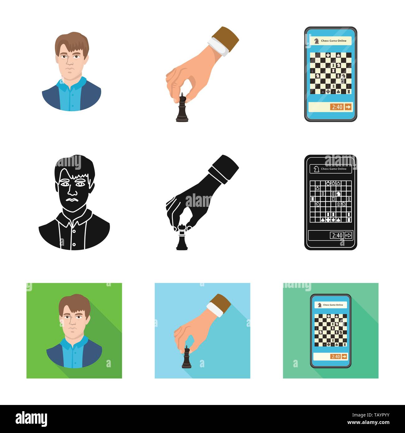 Vector design of checkmate and thin symbol. Collection of checkmate and ...