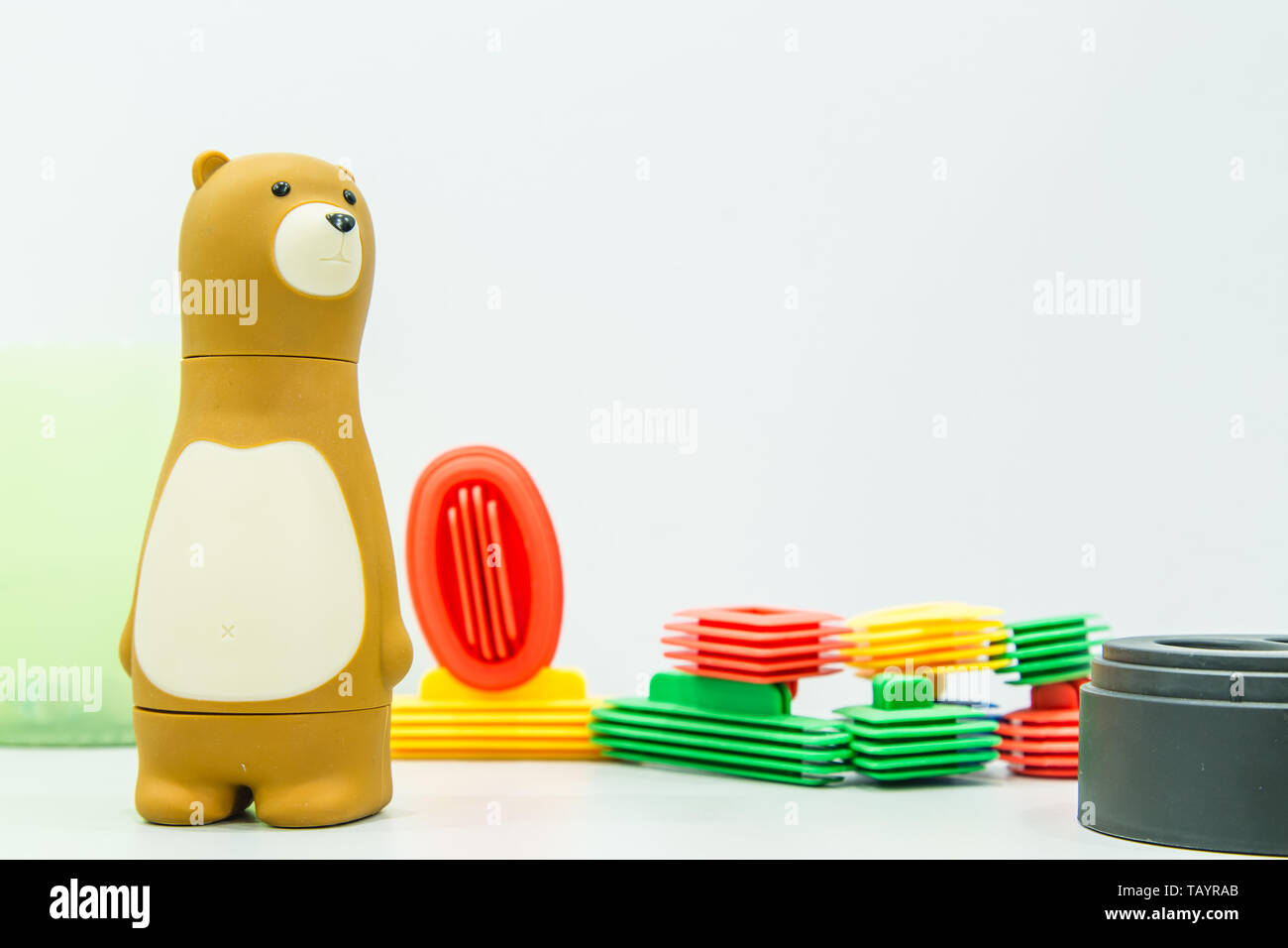 plastic toy bear on table Stock Photo - Alamy