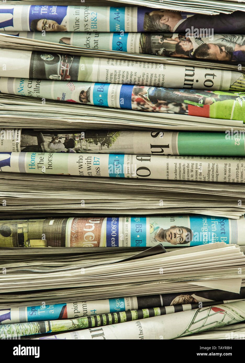 SINGAPORE-MAY 12 2017: lots of news paper Stock Photo - Alamy