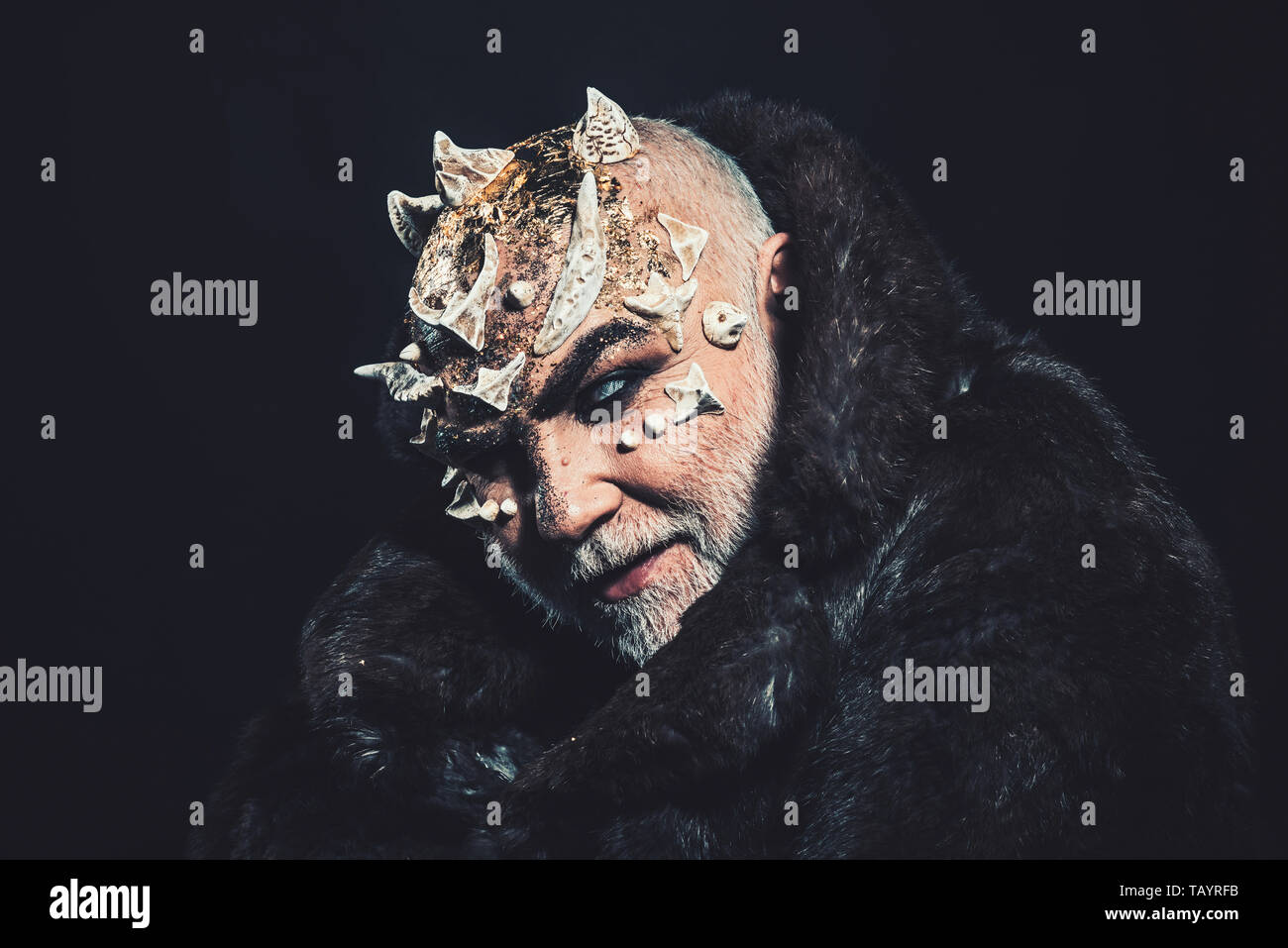 Alien, demon, sorcerer makeup. Horror and fantasy concept. Man with ...