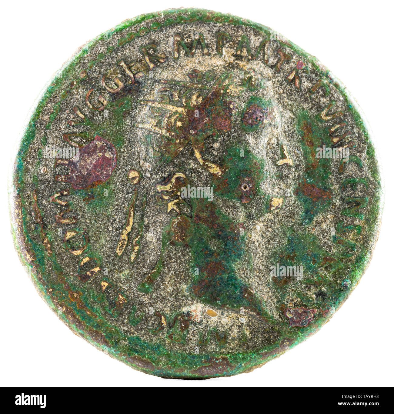 Dupondius. Ancient Roman bronze coin of Emperor Domitian. Obverse Stock ...