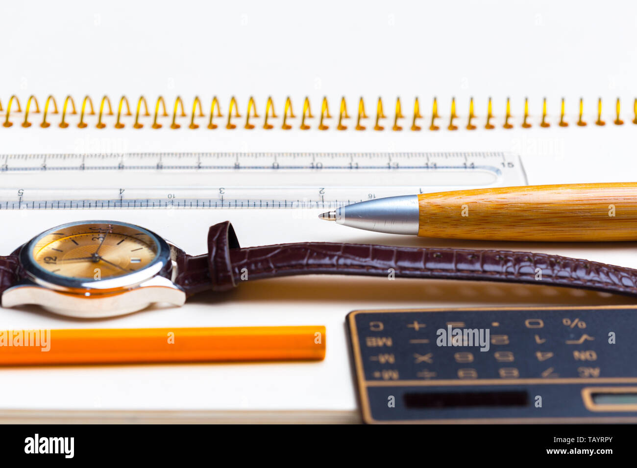 modern working table top view Stock Photo - Alamy