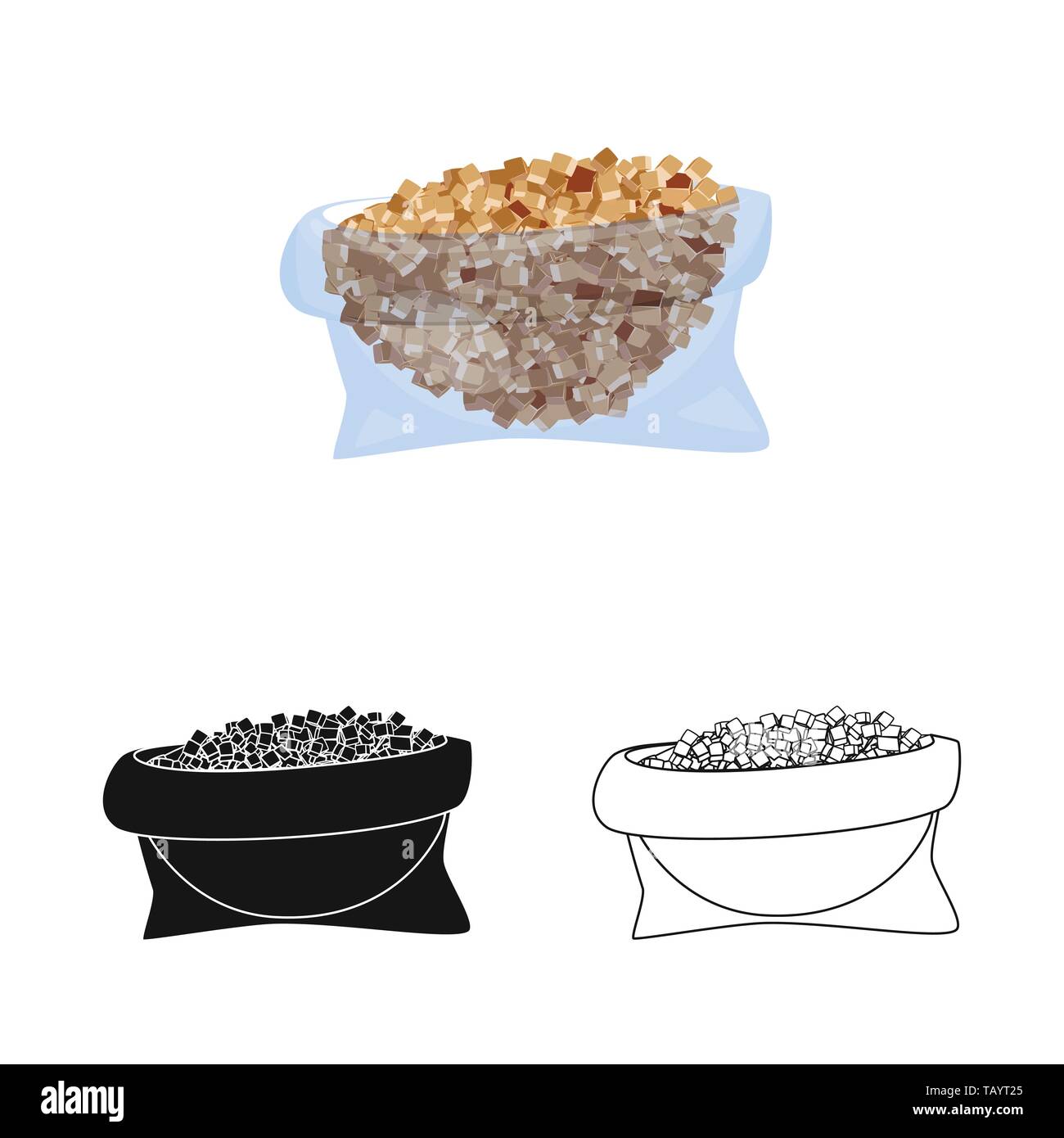 Vector illustration of piece and granulated symbol. Set of piece and ...