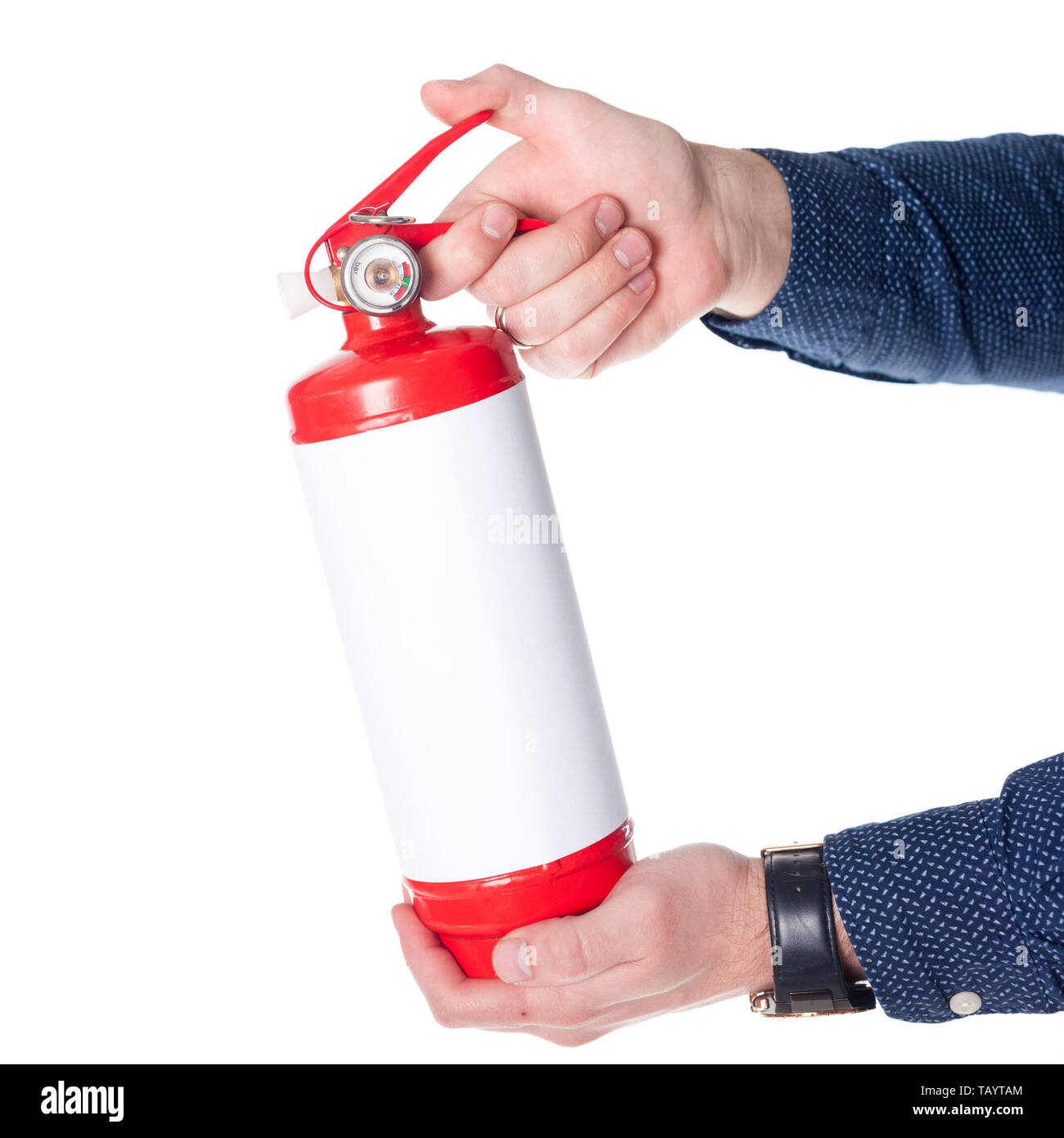 Man using fire extinguisher hi-res stock photography and images - Alamy