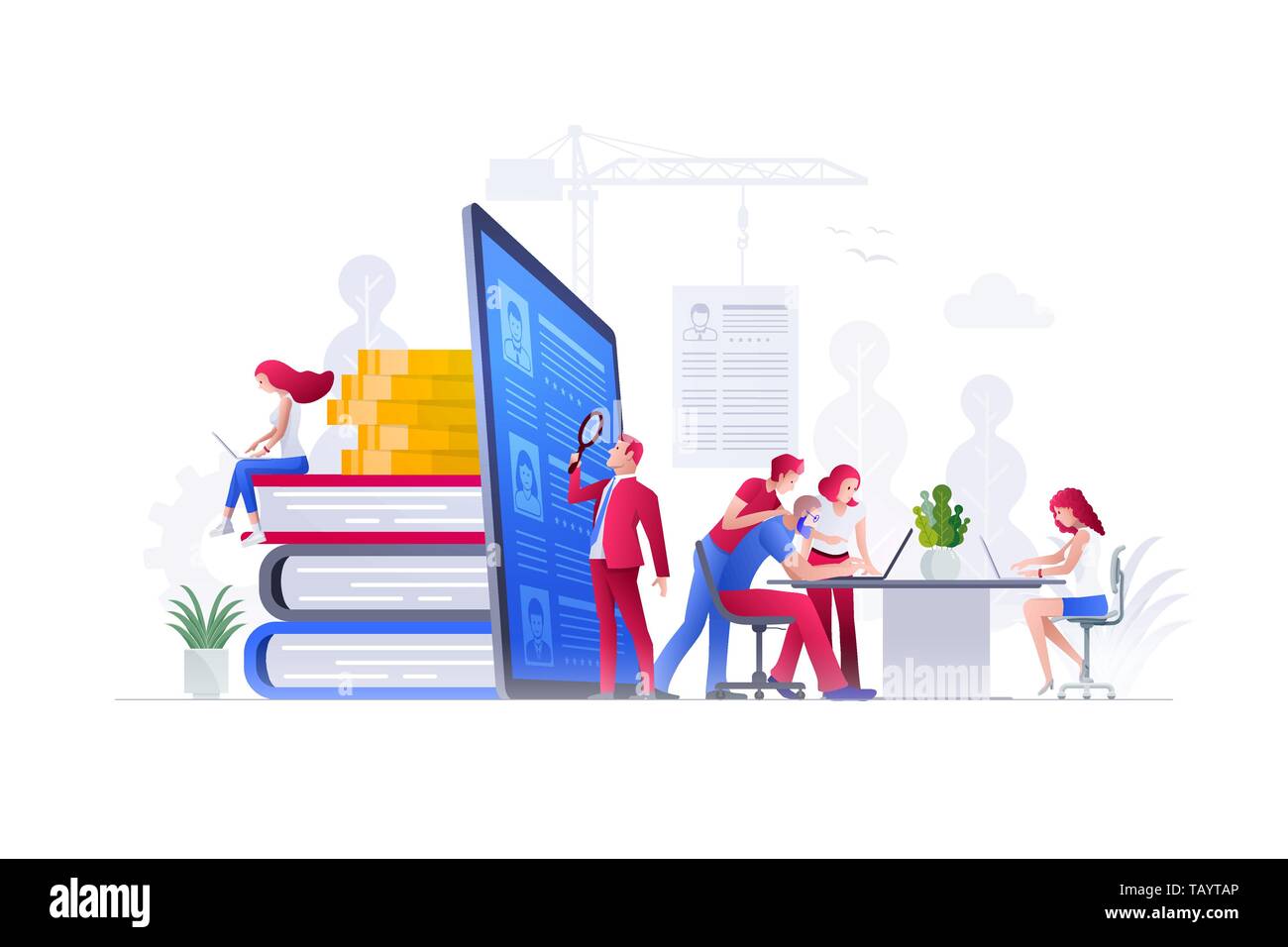 Vector illustration people are working on hiring, human resources and ...