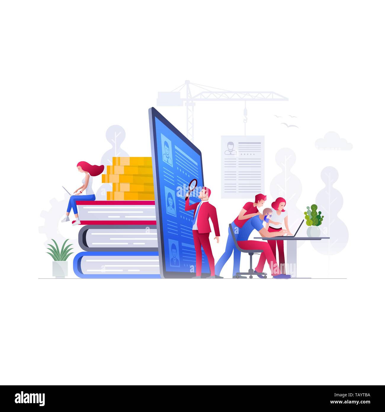 Vector illustration people are working on hiring, human resources and ...