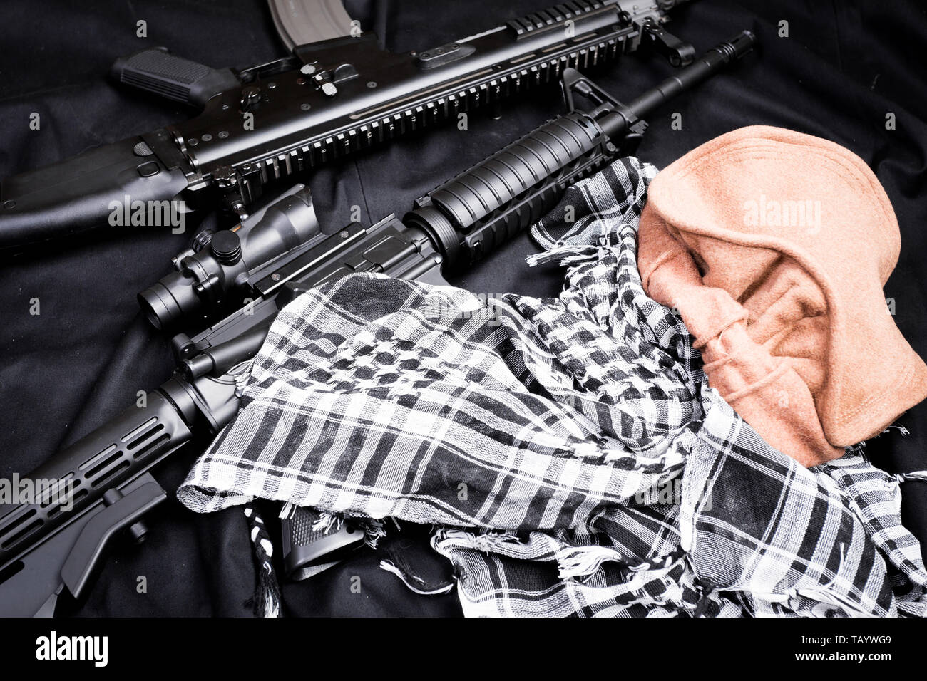 modern weapon, black background Stock Photo - Alamy