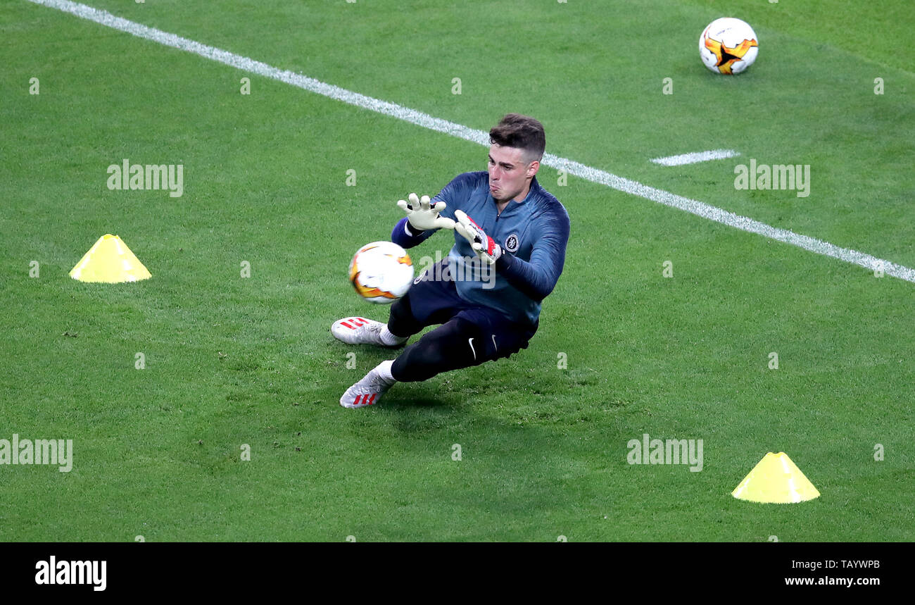 Chelsea goalkeeper Kepa Arrizabalaga during the training session at The ...