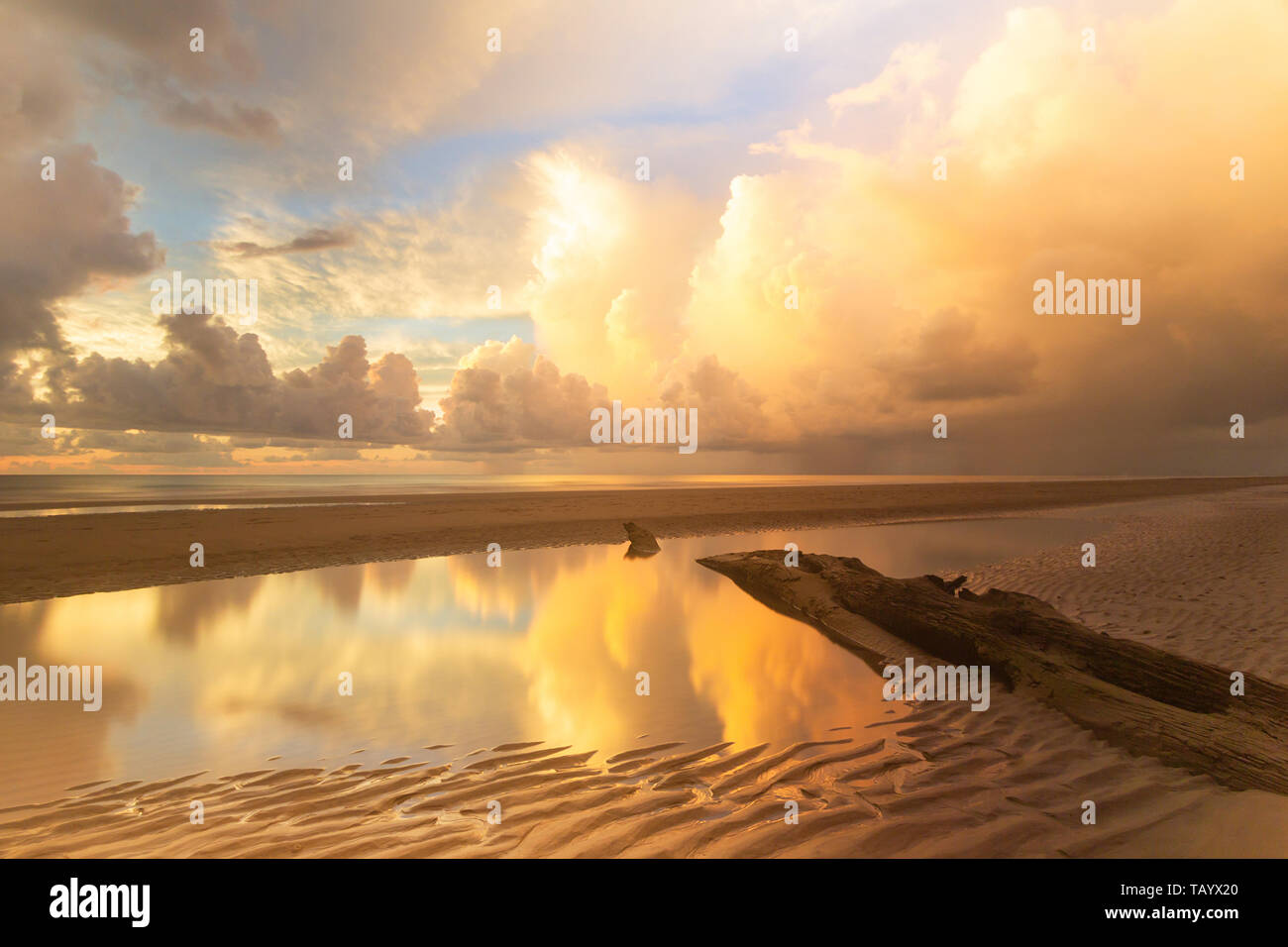 Beautiful landscape during sunset at the beach in Sabah, Borneo ...