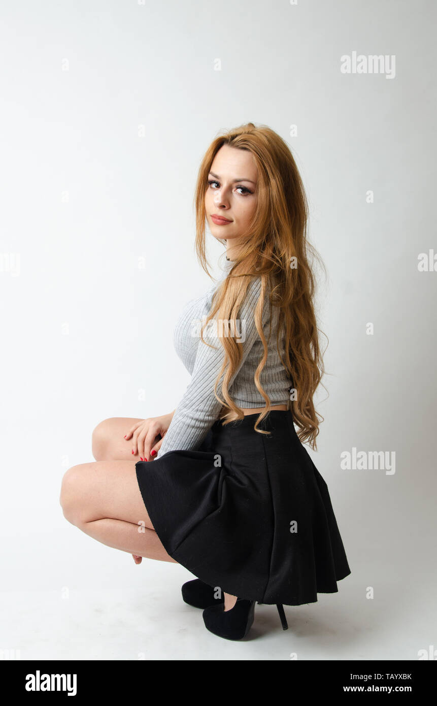 Shapely girl from Poland. Young female model posing in studio with ...