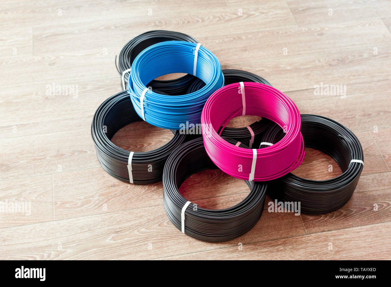 set colored electric cable Stock Photo - Alamy
