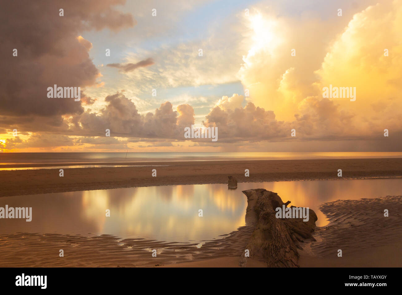 Beautiful landscape during sunset at the beach in Sabah, Borneo ...