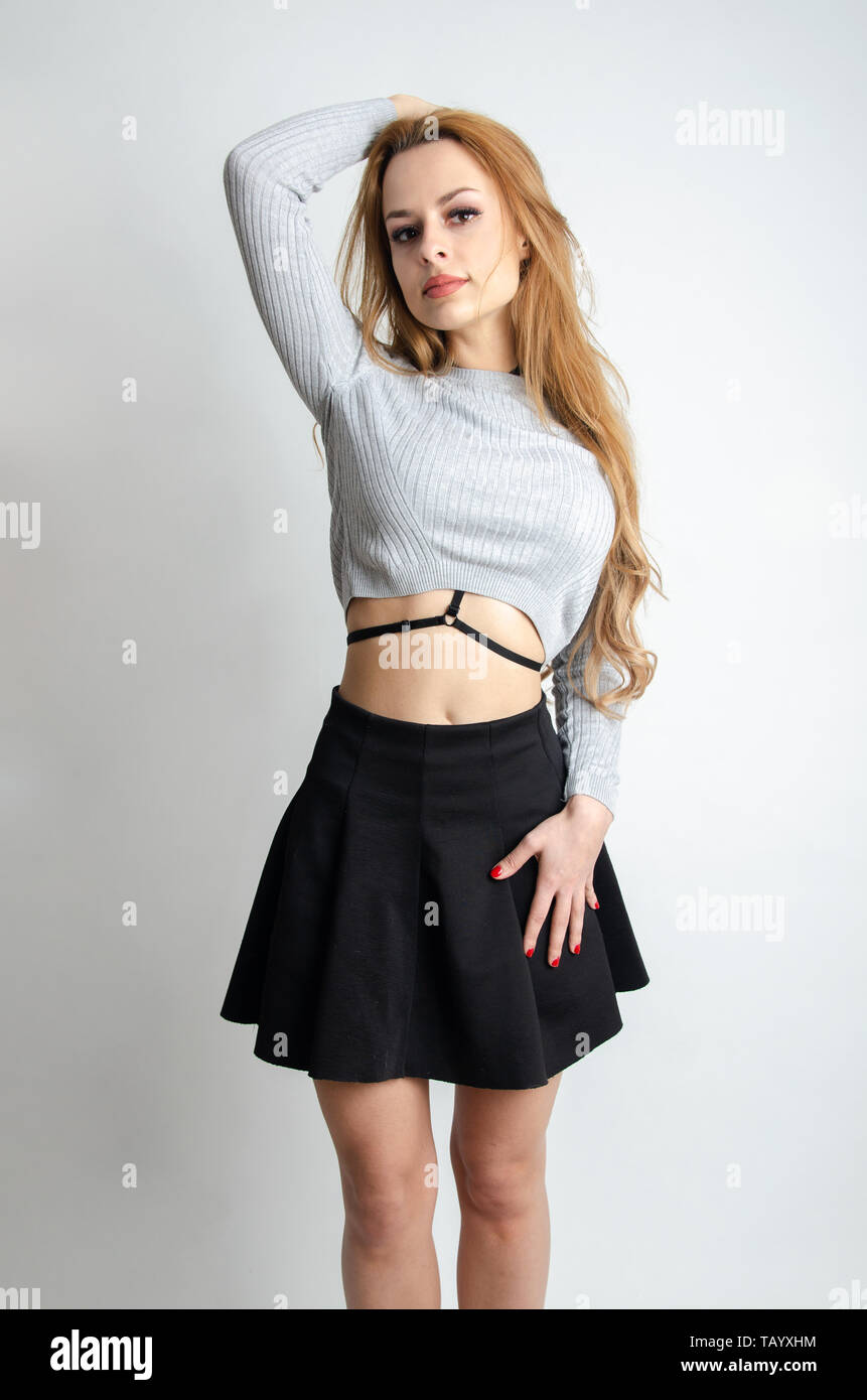 Shapely girl from Poland. Young female model posing in studio with ...