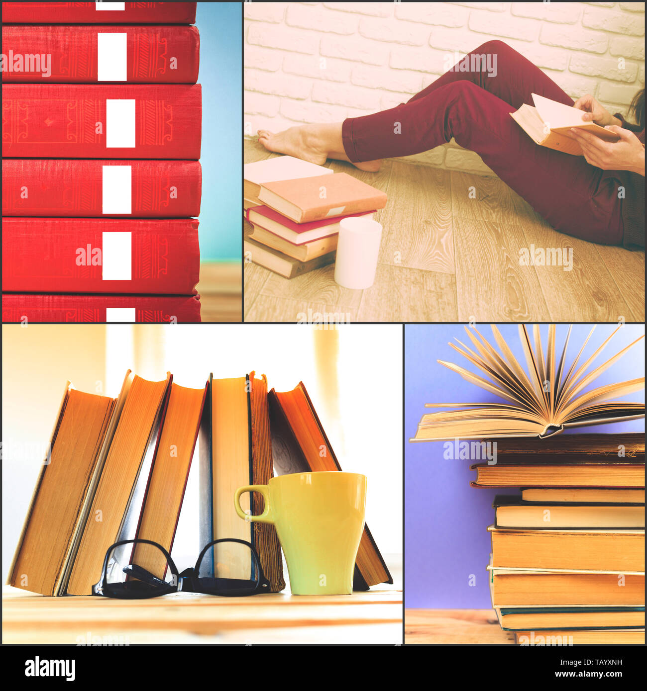 Many different compositions with books Stock Photo - Alamy