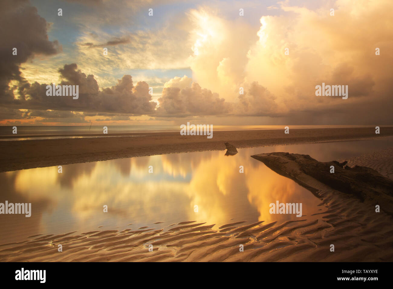 Beautiful landscape during sunset at the beach in Sabah, Borneo ...