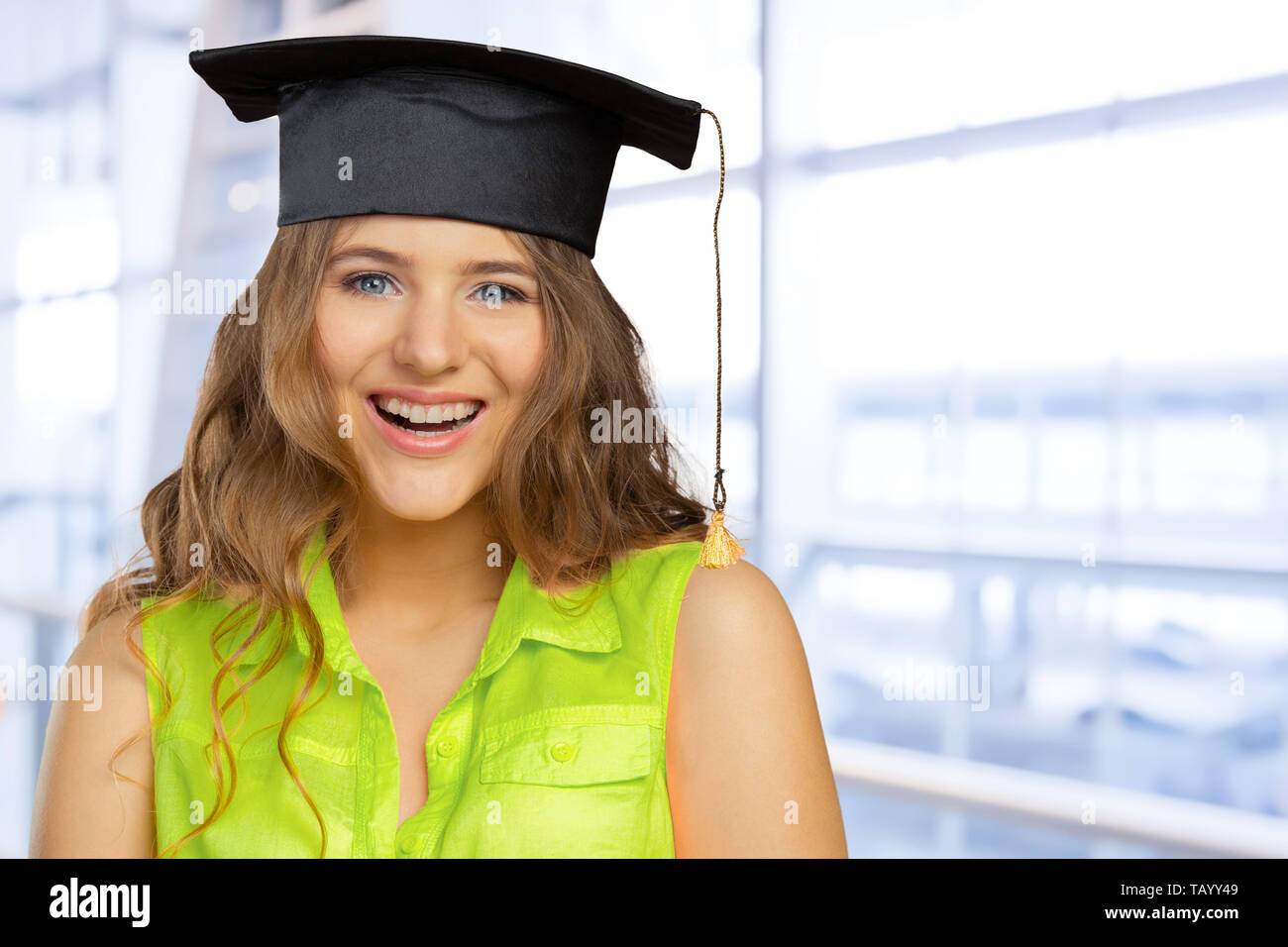 happy student in graduation cap Stock Photo - Alamy