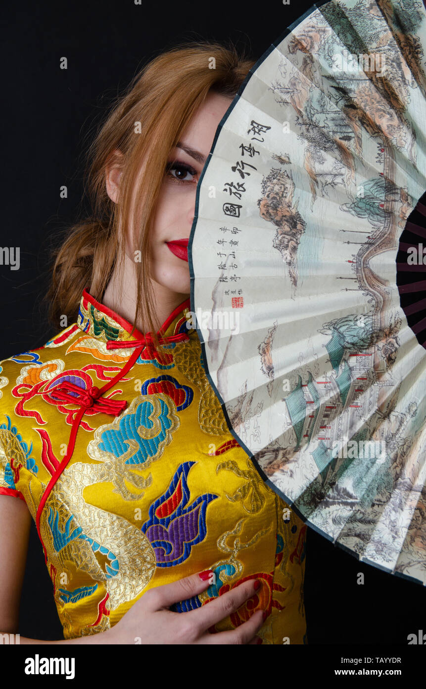 Shapely girl from Poland. Young female model posing in studio with ...