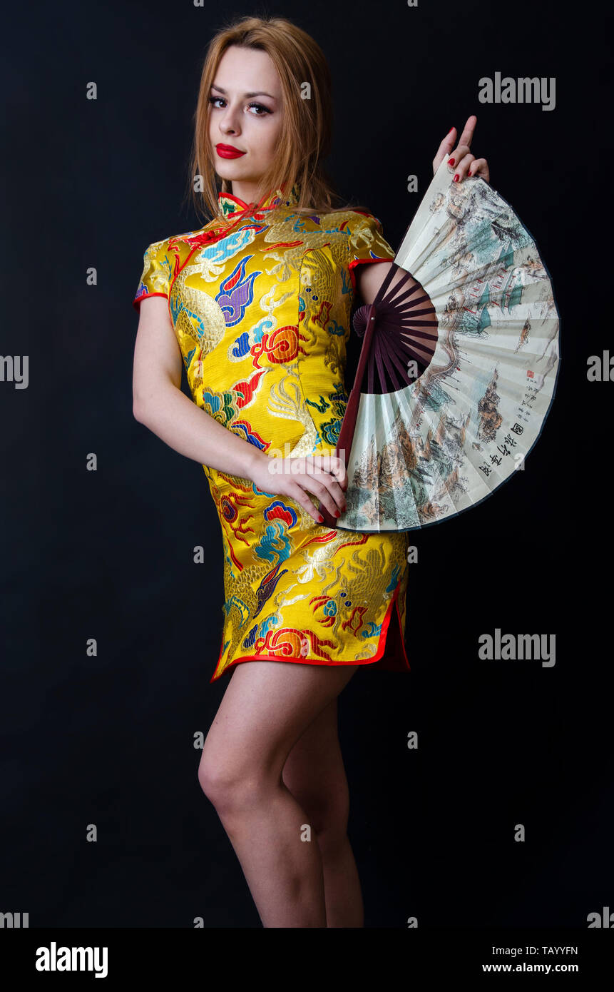 Shapely girl from Poland. Young female model posing in studio with ...