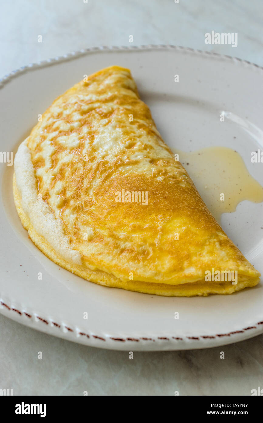 Fluffy Omelette Homemade Mont Saint Michel Style for Breakfast. Organic ...