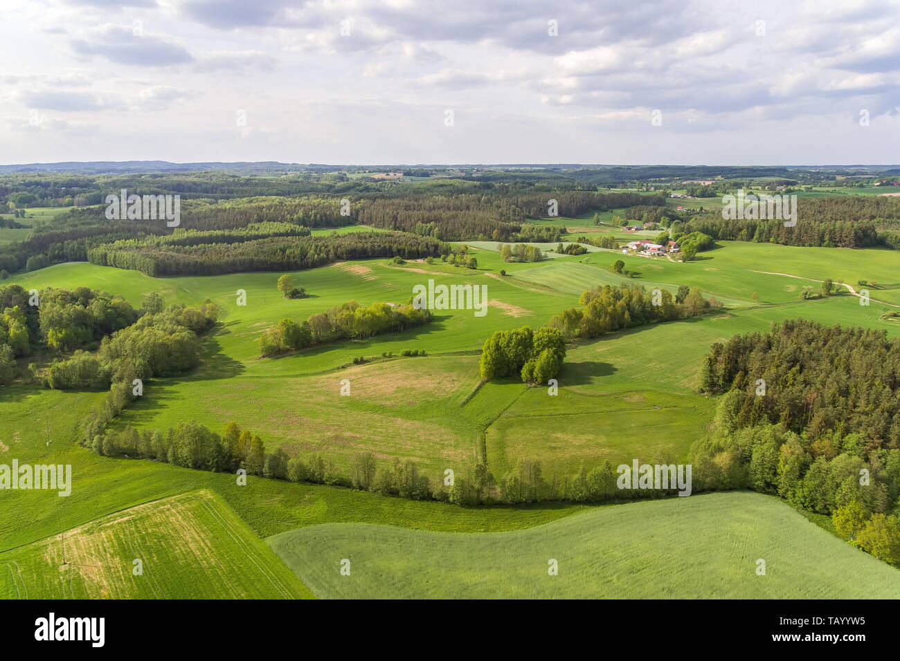 Field drone above top view in Poland copyspace Stock Photo - Alamy