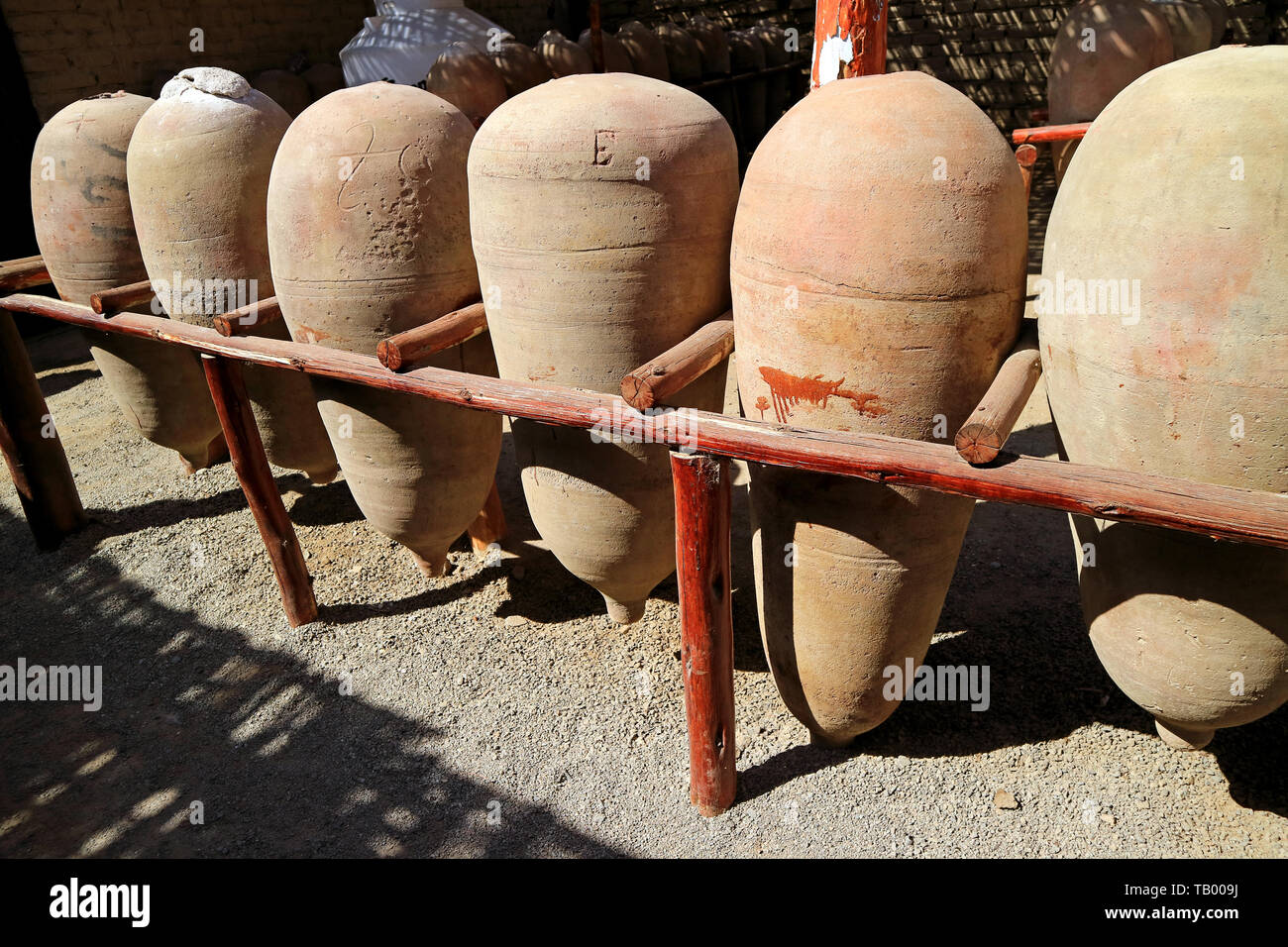 Row of Amphoras Used in the Production of Peruvian Pisco Brandy at the ...