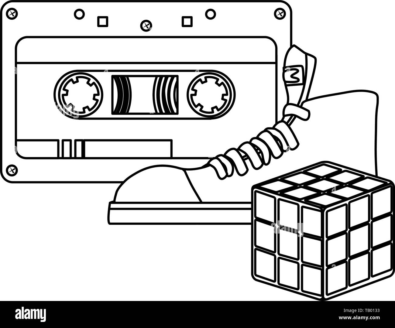 classic sneaker cassette cube rubiks retro 80s style vector ...
