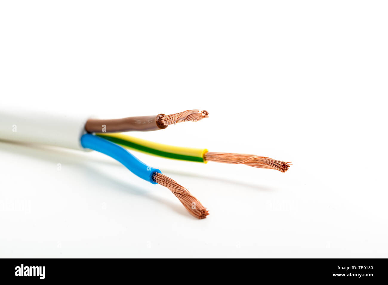 Electric screened cable with many wires isolated on white Stock Photo ...