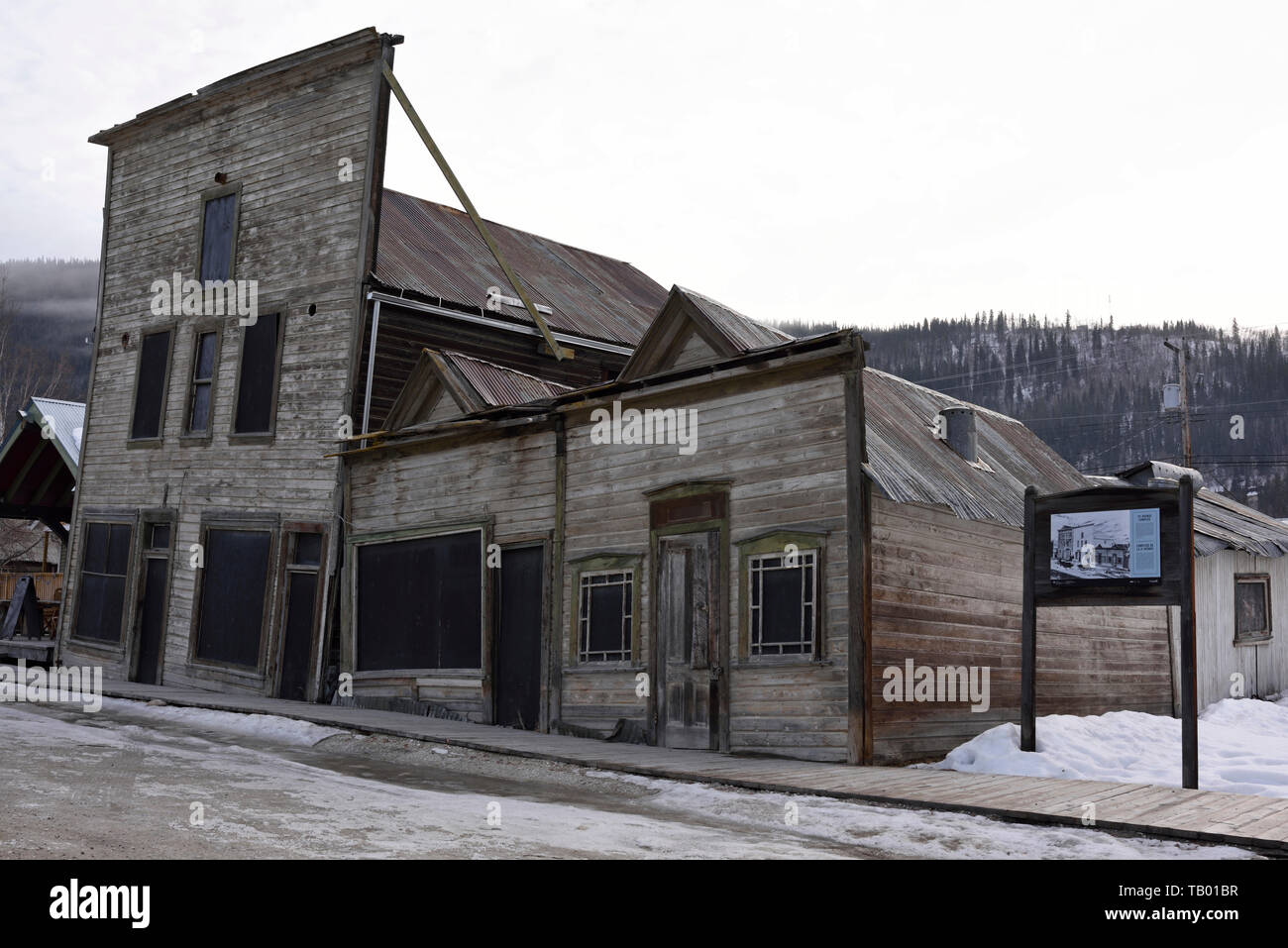 The "Kissing buildings" in the historic gold-mining town of Dawson City ...