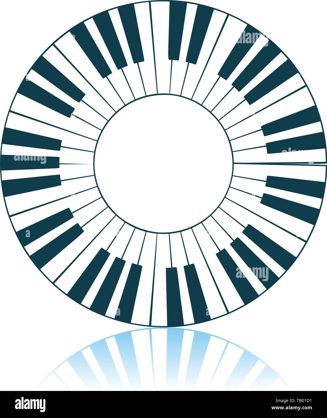 Piano Circle Keyboard Icon. Shadow Reflection Design. Vector ...