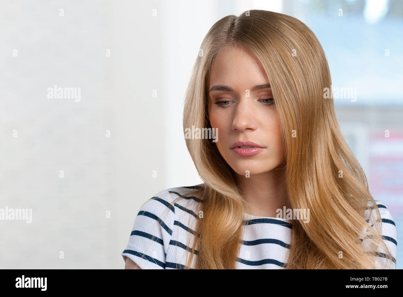 closeup emotional portrait sad woman Stock Photo - Alamy